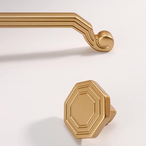 Satin Brass Cabinet Handle and Knob Set: Italian Farmhouse Hardware - Etsy