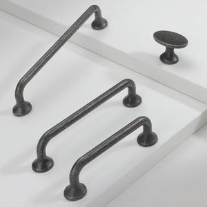 Italian Rustic Black Iron Cabinet Pulls and Knobs: Farmhouse Hardware ...