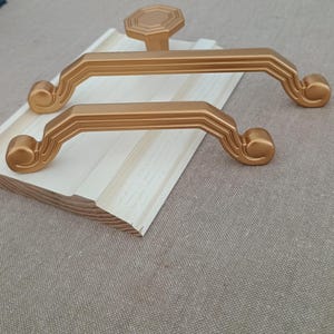 Satin Brass Cabinet Handle and Knob Set: Italian Farmhouse Hardware - Etsy