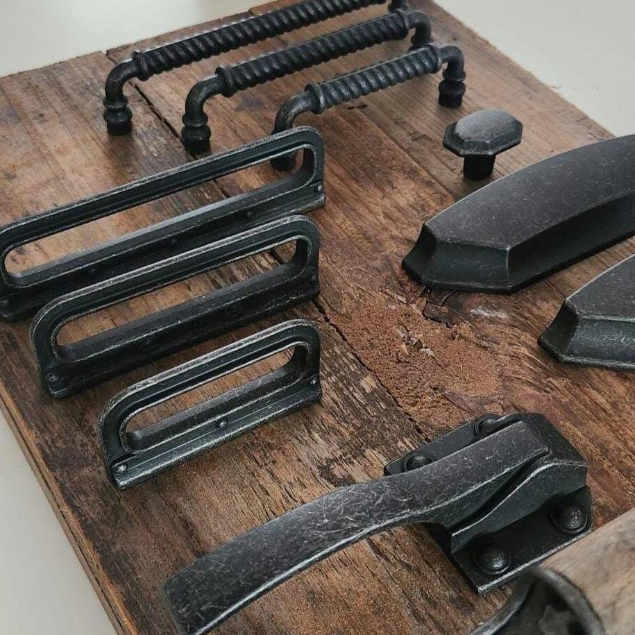 Black Iron Farmhouse Drawer Pull: Rustic Cabinet Hardware - Etsy