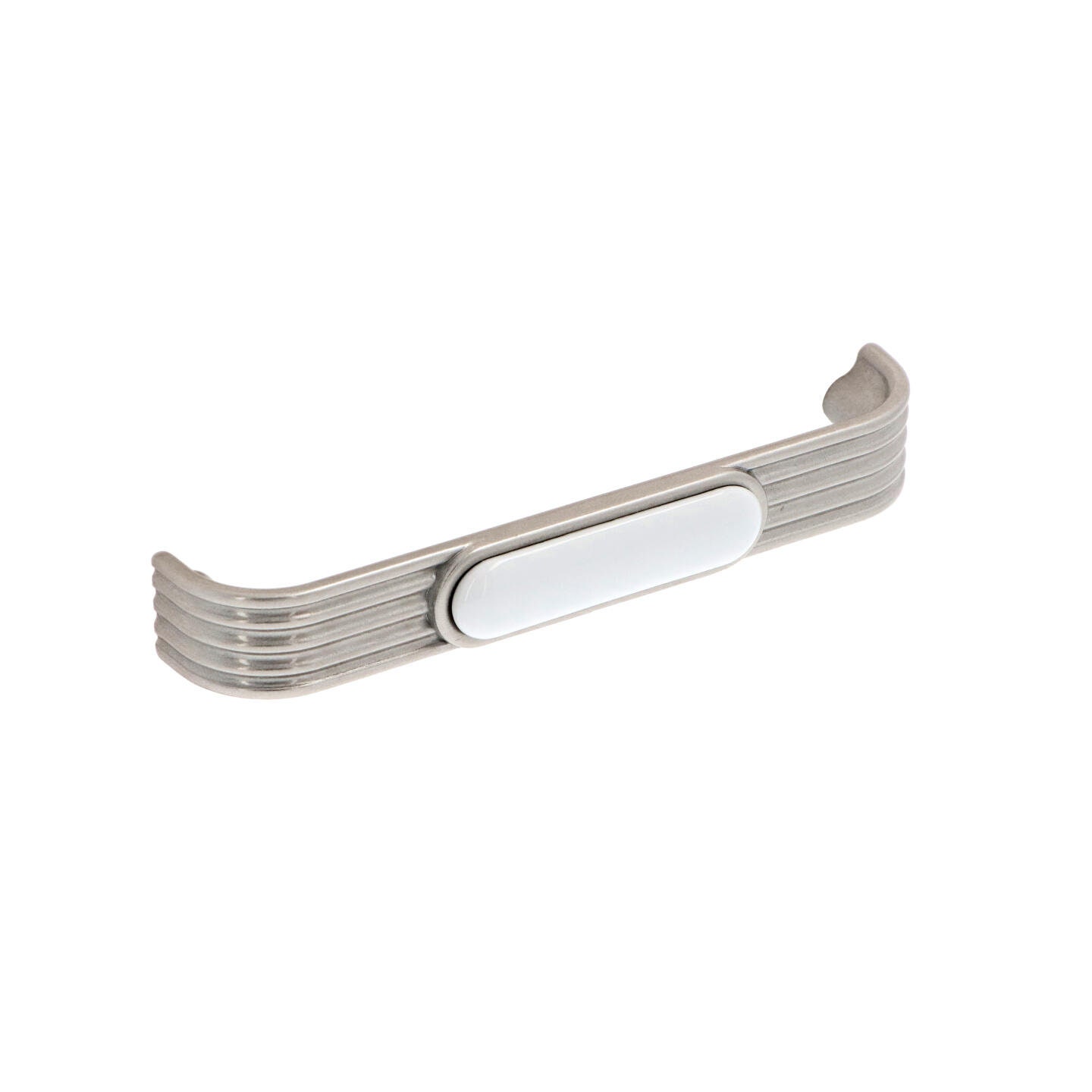 Satin Nickel & White Porcelain Cabinet Hardware: Italian Drawer Pulls ...
