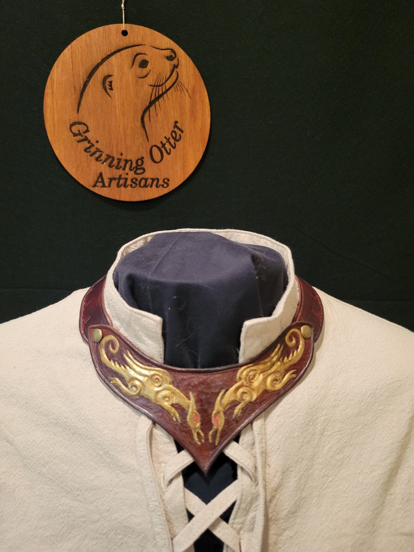 Leather Neck Torc, Torque. Neckband, Necklet. Handmade, Hand Painted ...