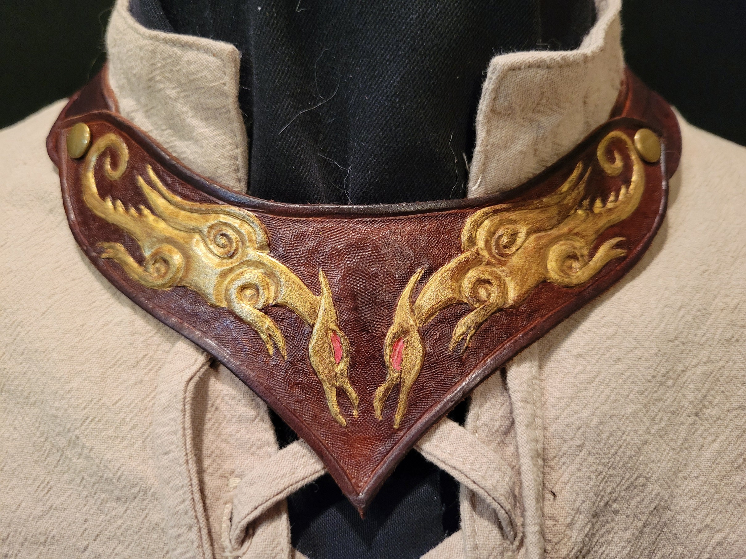 Leather Neck Torc, Torque. Neckband, Necklet. Handmade, Hand Painted ...