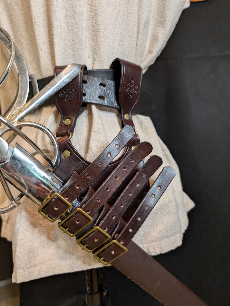 Handmade Leather Sword Frog: 4-buckle Broadsword Hanger, Renn Faire ...