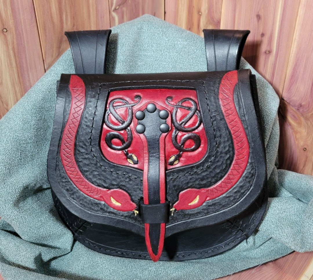 Snake Theme Medieval Leather Belt-bag for LARP, Cosplay, Costume, Armor ...