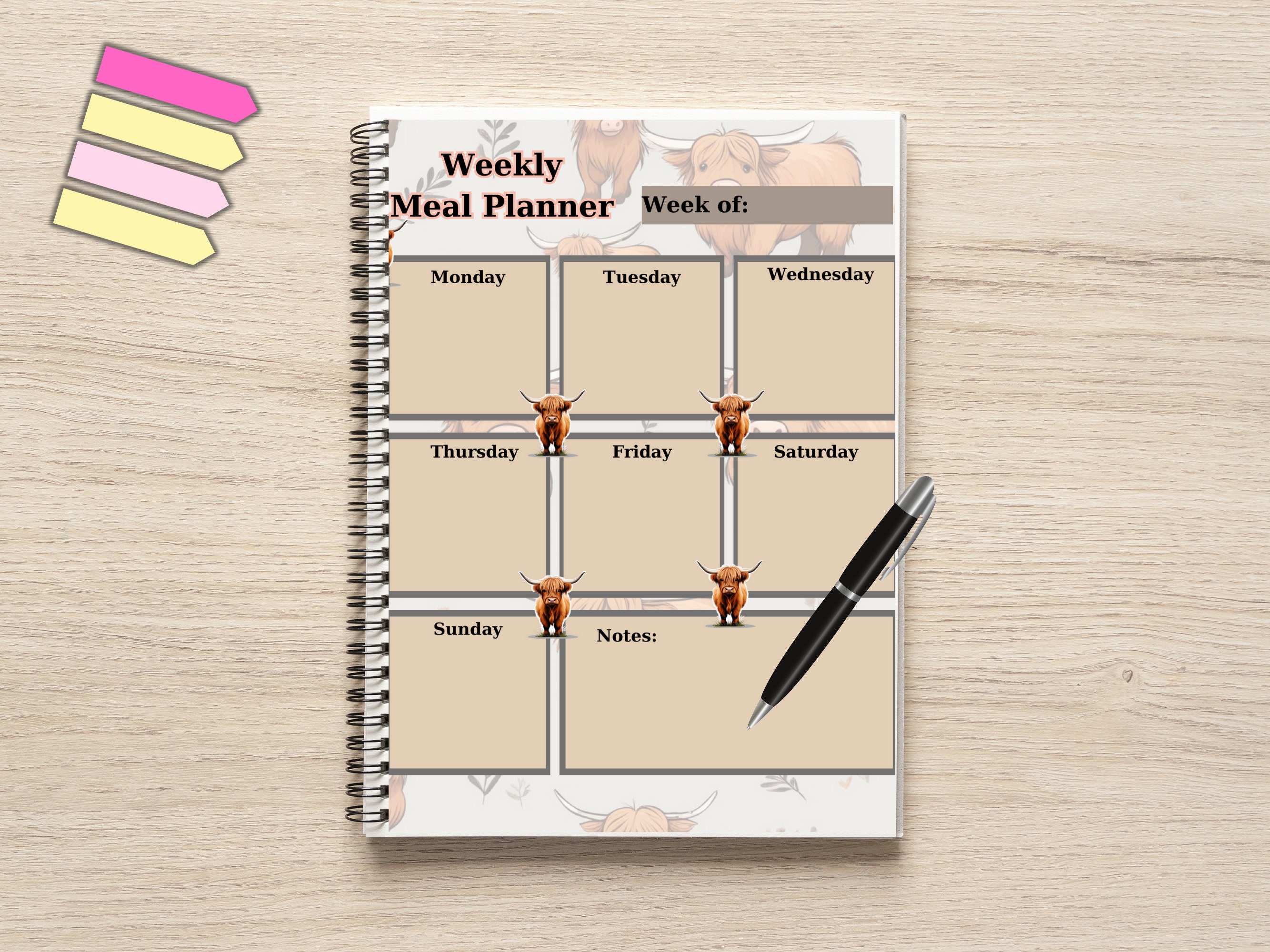 Highland Cow Planner - Etsy