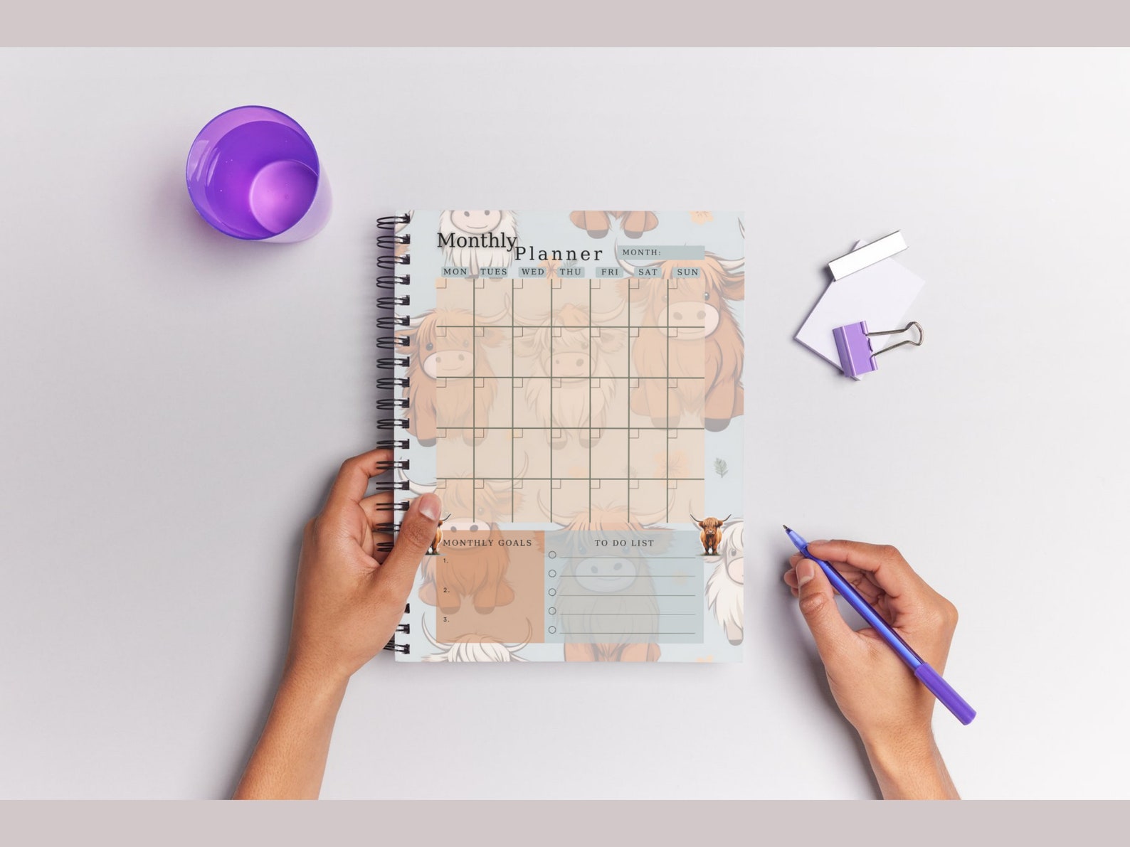 Highland Cow Planner - Etsy