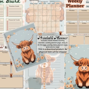 Highland Cow Planner - Etsy