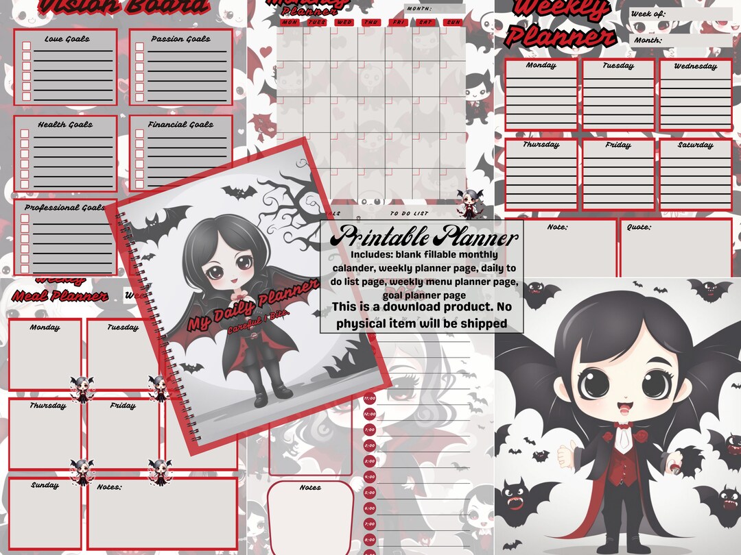 Cute Vampire Planner - Etsy