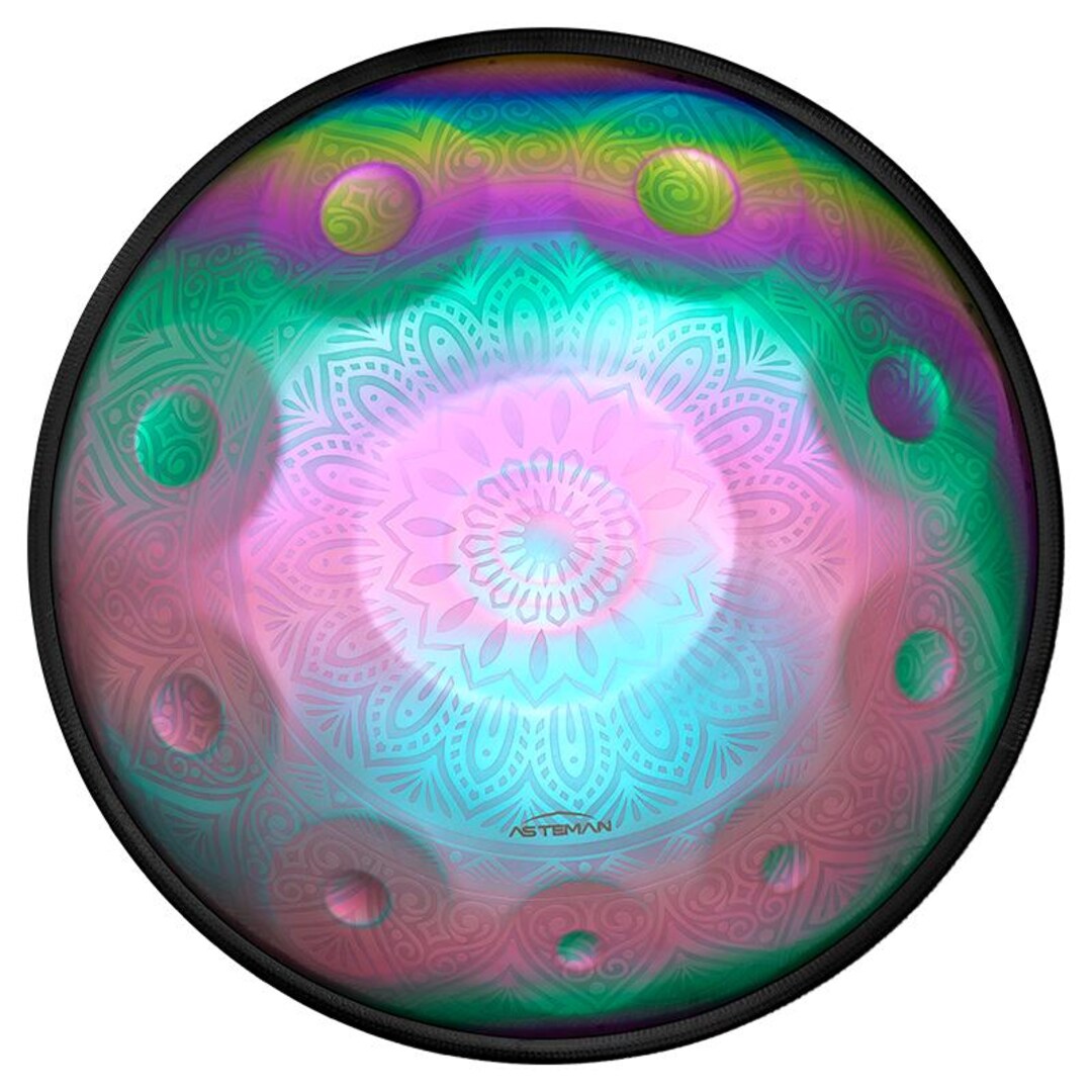AS TEMAN Handpan New Mandala Pro+ Beautifully Carved 10 Note Rainbow ...