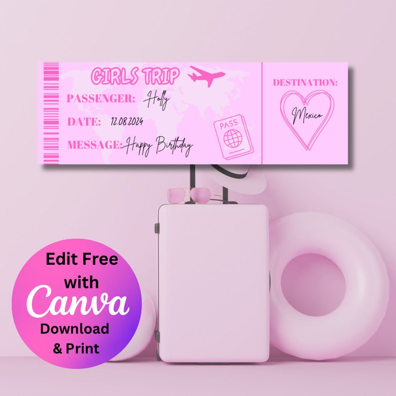 Digital Girls Trip Boarding Pass - Etsy