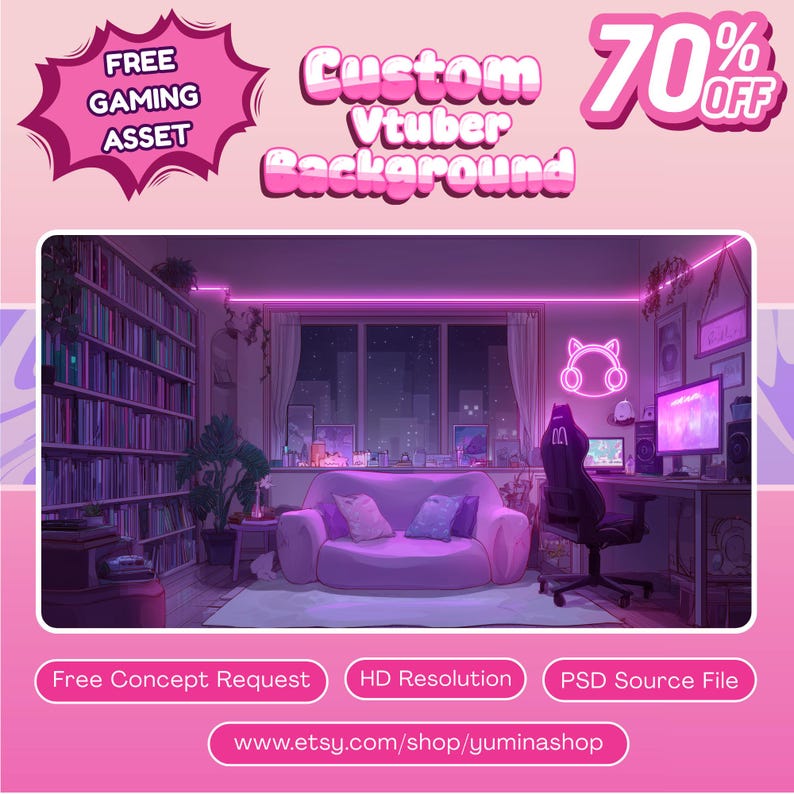 Custom Animated Vtuber Background: Cozy Gamer Room Design - Etsy