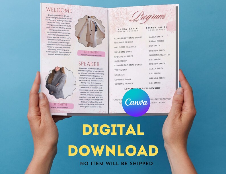Church Women's Ministry Program Template: Customizable Bulletin (US ...