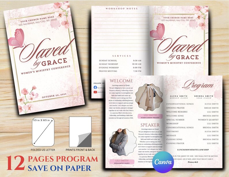 12 Page Church Womens Ministry Conference Event Program | Canva ...