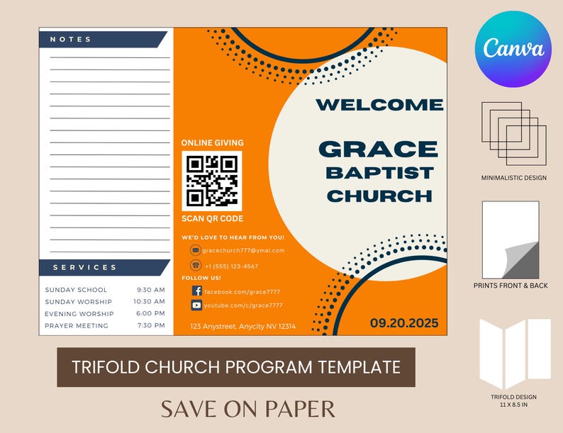 Church Weekly Service Program Template | Bulletin | Handout ...