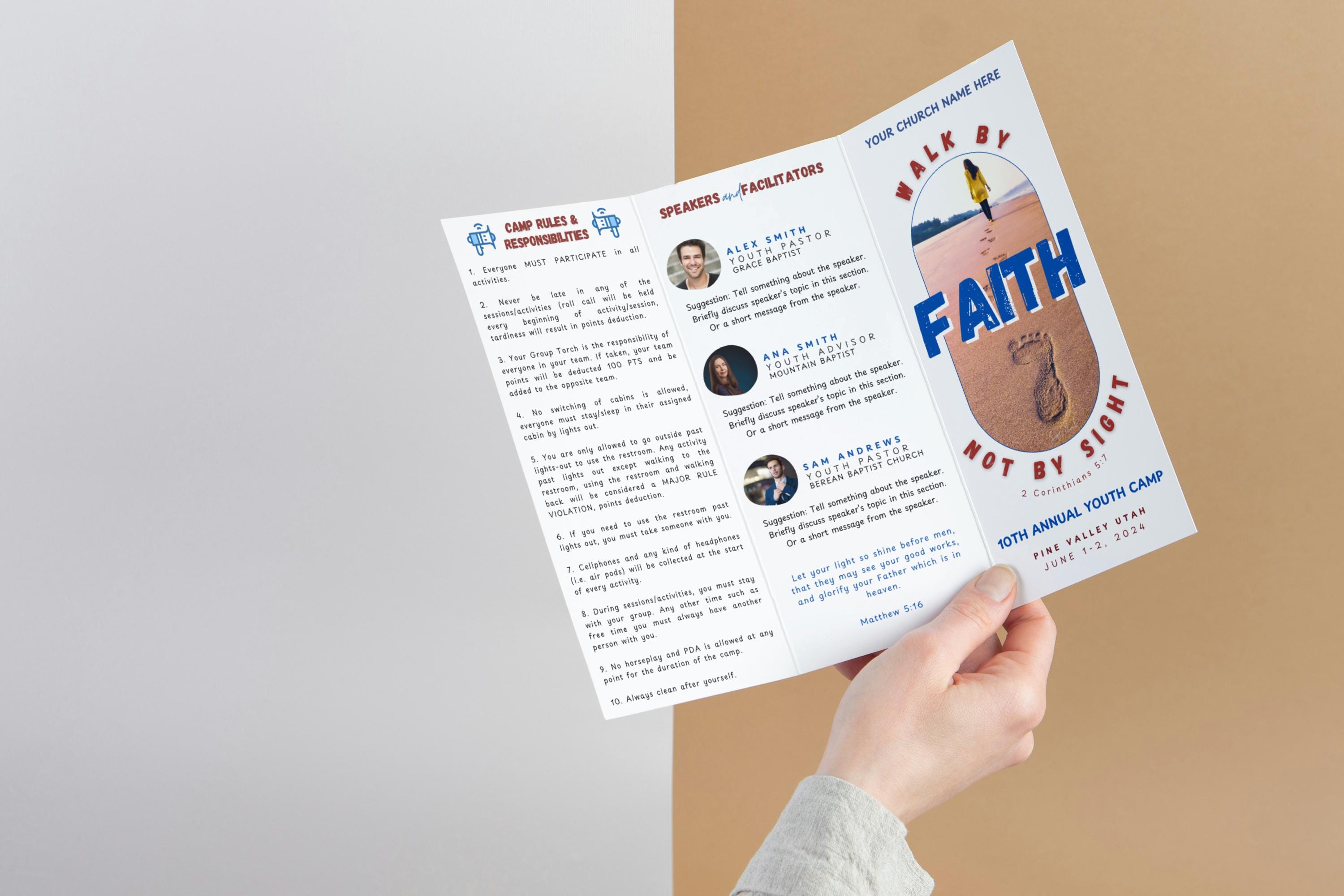 Church Youth Camp Program Template: Trifold Brochure (US Letter, Canva ...