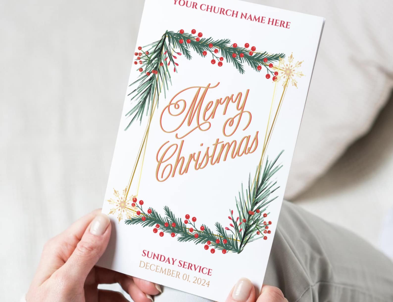 Christmas Service Program for Churches Event Bulletin Brochure Handout ...