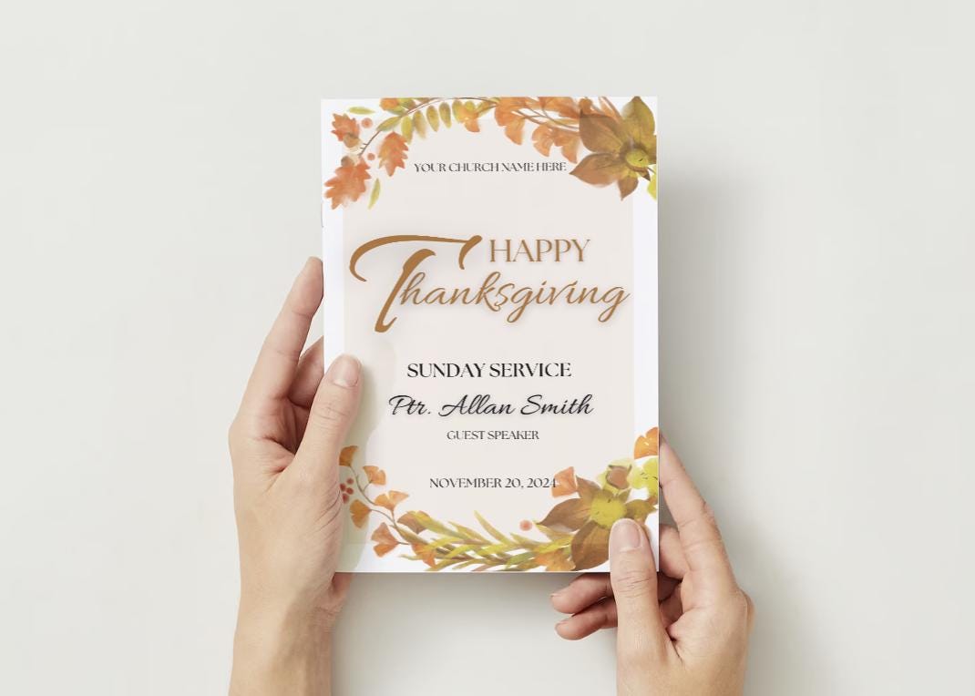 8 Pages Church Thanksgiving Sunday Service Program | Bulletin ...