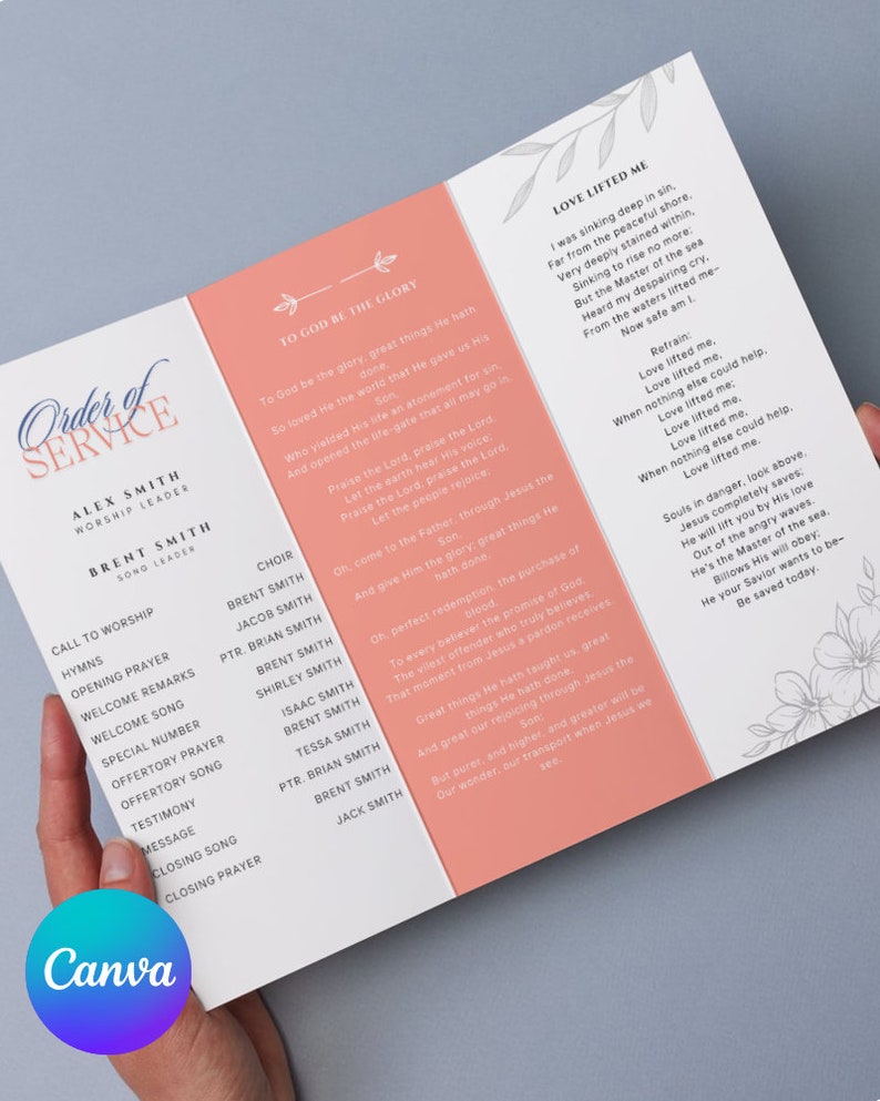 Customizable Church Program Template: Tri-fold Bulletin (canva, Digital ...