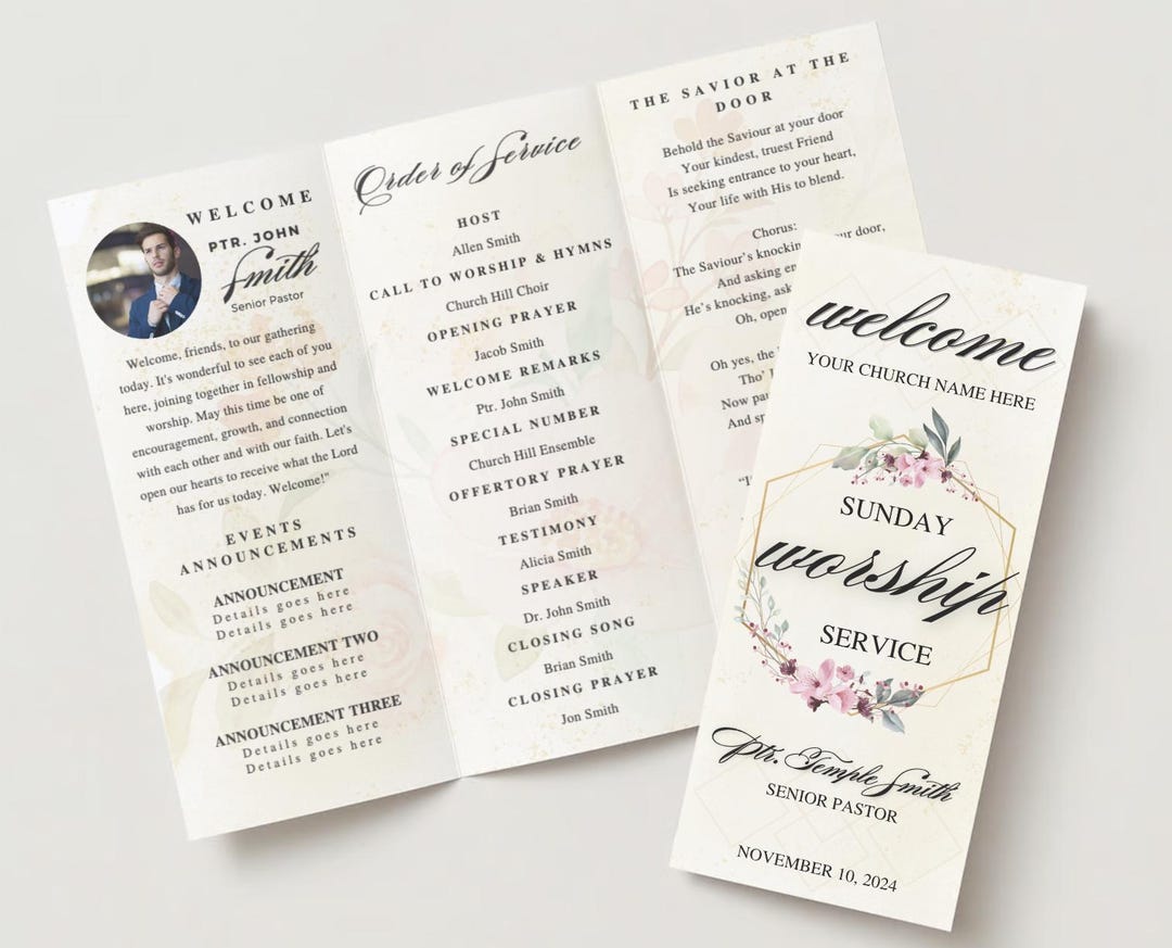 Trifold Church Sunday Service Program or Church Event | Brochure ...