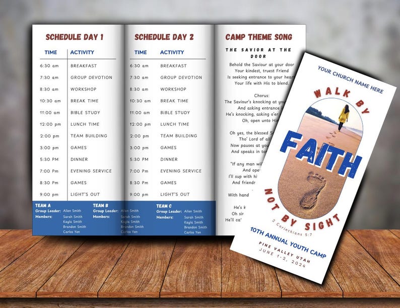 Church Youth Camp Program Template: Trifold Brochure (US Letter, Canva ...