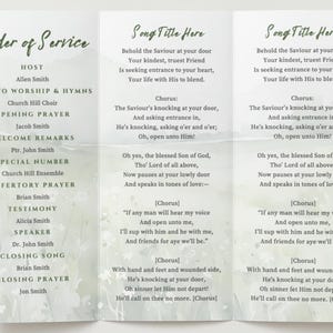 Trifold Church Sunday Worship Service Program | Canva Editable Template ...