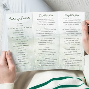 Trifold Church Sunday Worship Service Program | Canva Editable Template ...