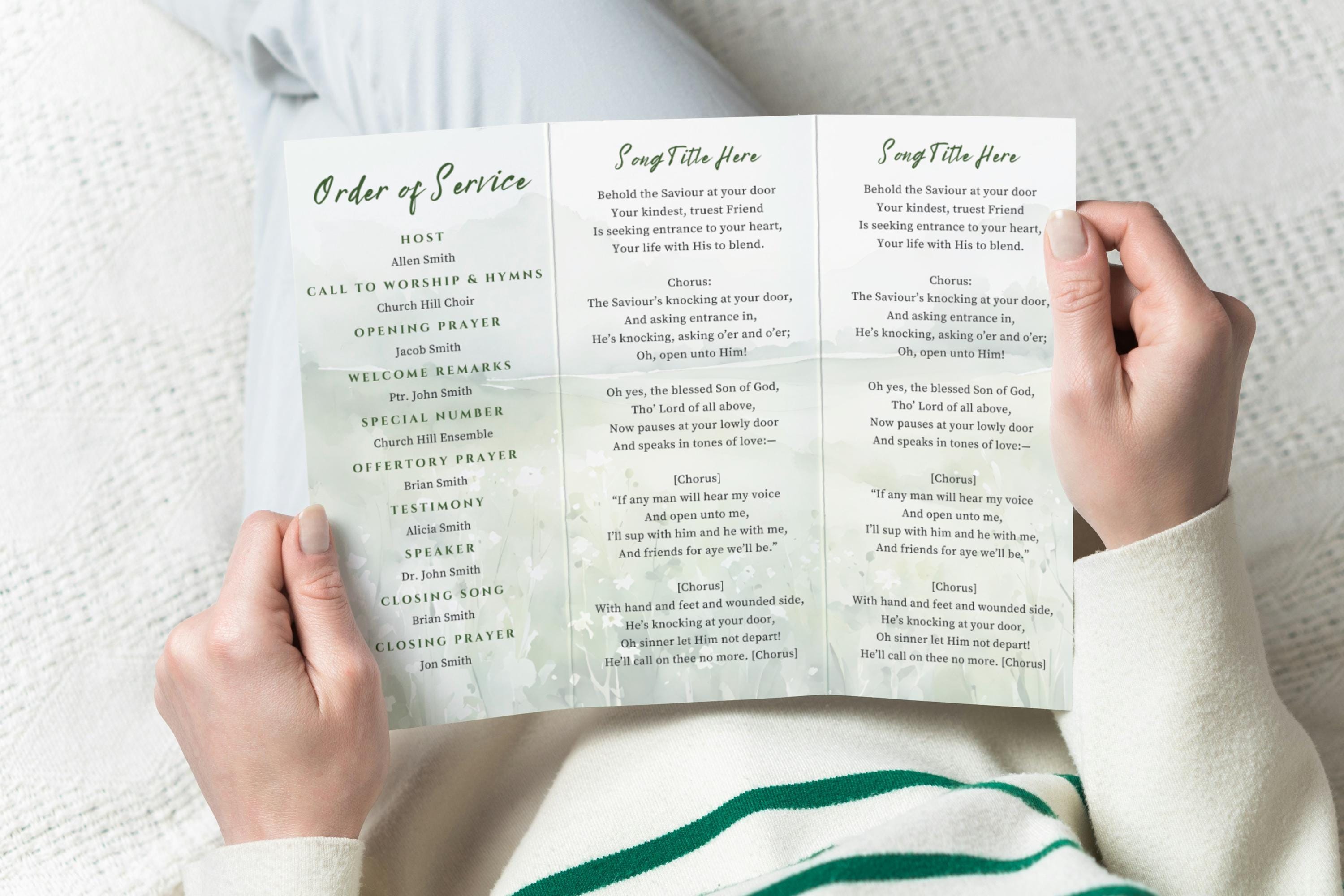 Trifold Church Sunday Worship Service Program | Canva Editable Template ...