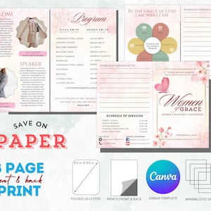 Church Women's Ministry Program Template: Customizable Bulletin (US ...