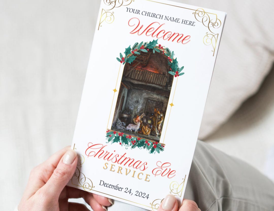 8 Pages Church Christmas Eve Service Program | Canva Template | Event ...