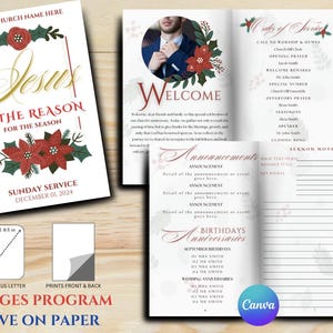 Church Christmas Service Program Canva Template Handout Brochure Front ...