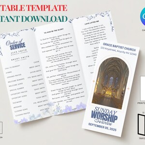 Customizable Church Program Template: US Letter Tri-fold (canva) - Etsy