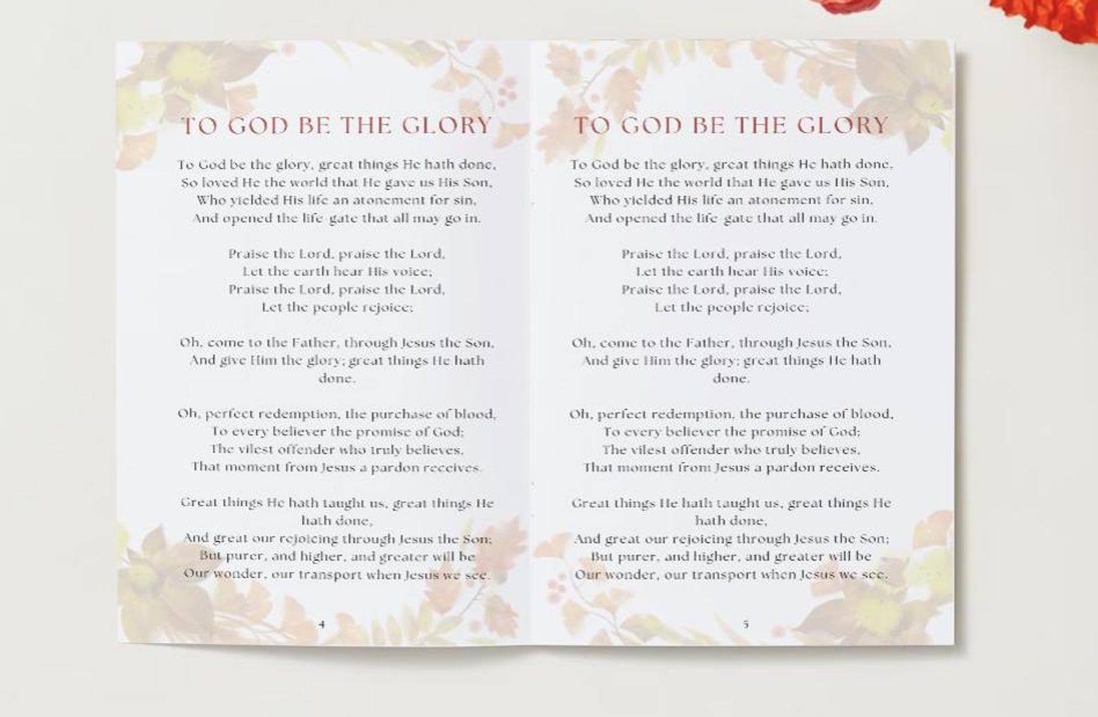 8 Pages Church Thanksgiving Sunday Service Program | Bulletin ...