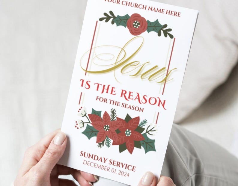 Church Christmas Service Program Canva Template Handout Brochure Front ...