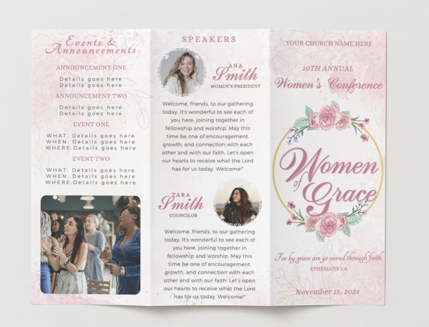 Trifold Church Womens Ministry Conference Event Program | Canva ...