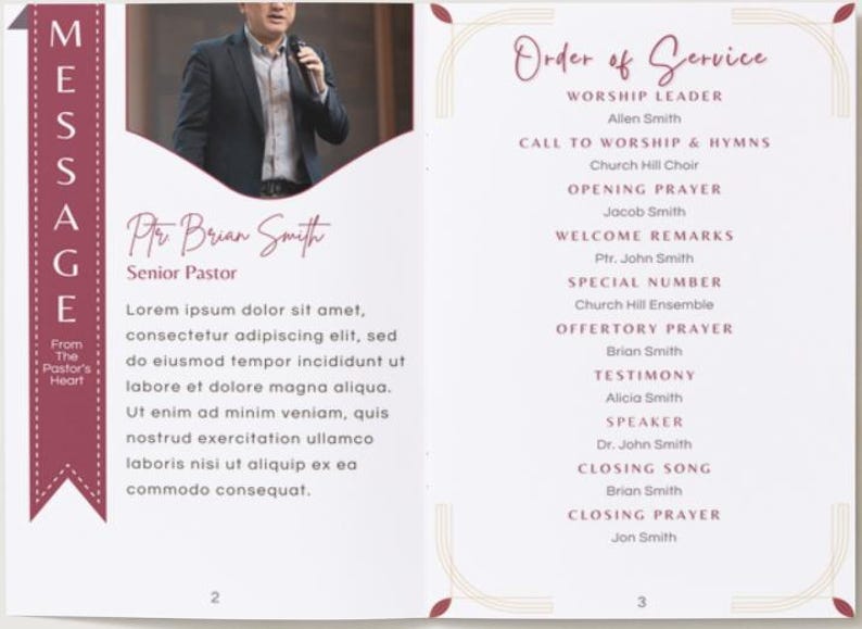 Church Bulletin Template: Weekly Worship Service Program (CANVA, US ...