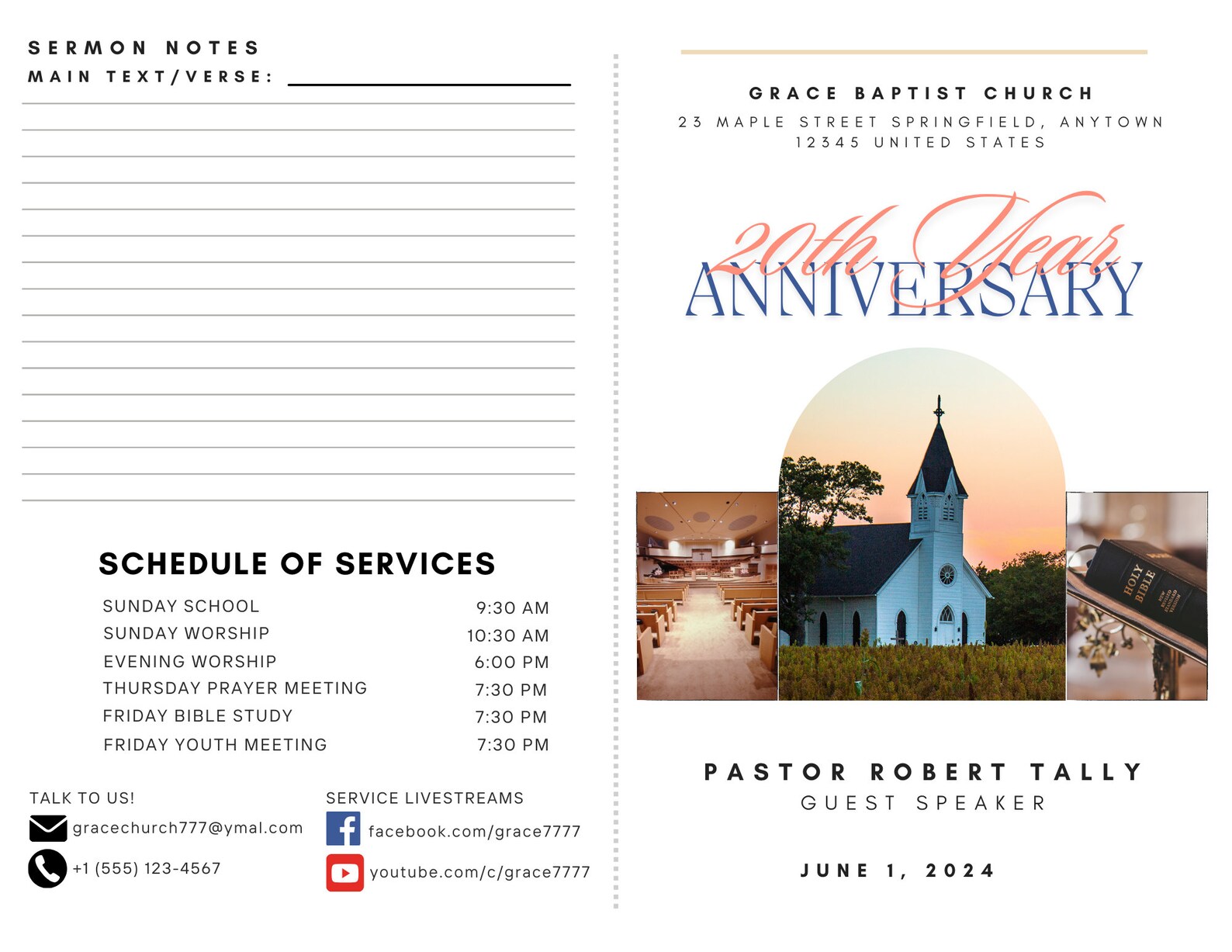 Church Program Template: Weekly Service Bulletin, US Letter (canva ...