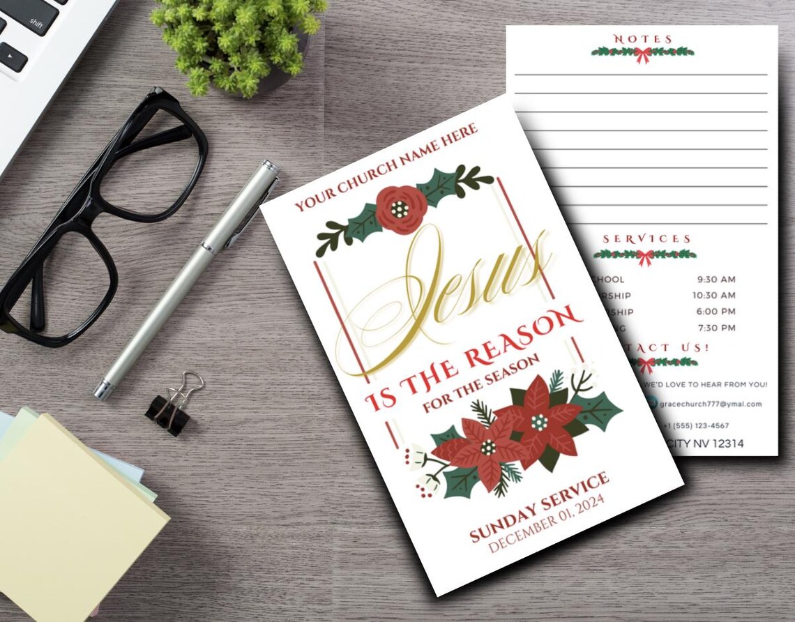 Church Christmas Service Program Canva Template Handout Brochure Front ...