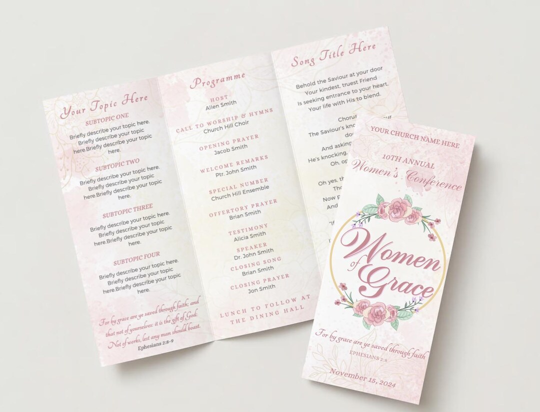Trifold Church Womens Ministry Conference Event Program | Canva ...