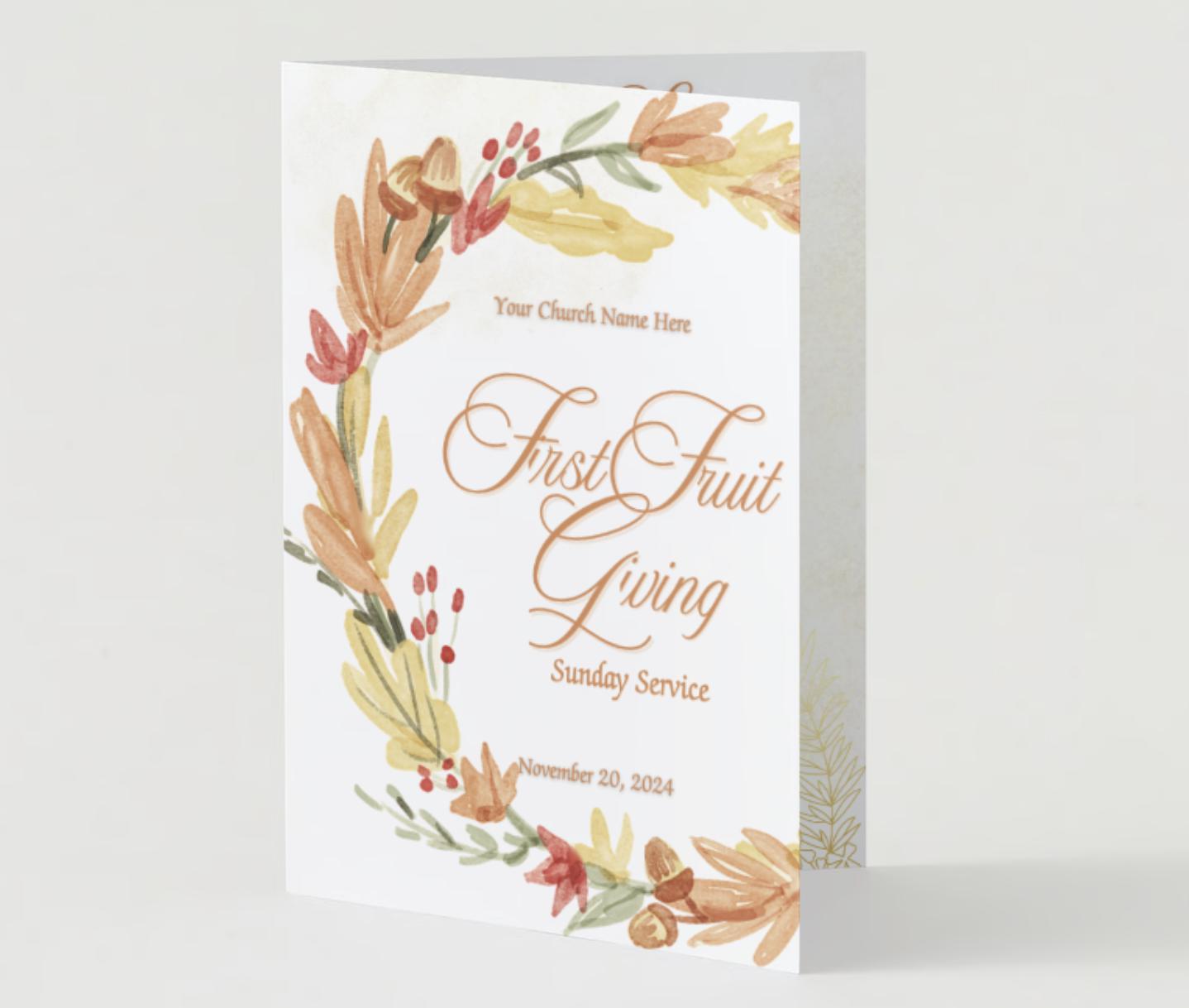 Church First Fruits Program Template: Thanksgiving Bulletin (US Letter ...