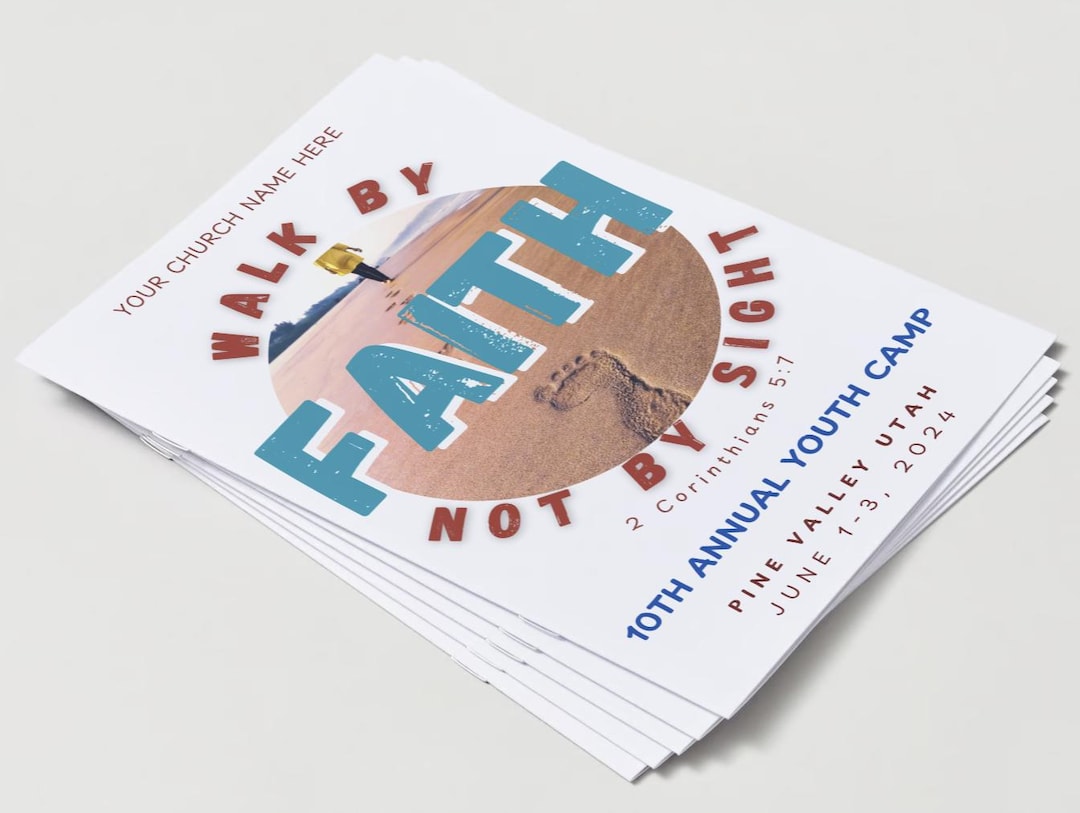 Church Youth Camp Program Template: US Letter Bifold (canva Editable ...