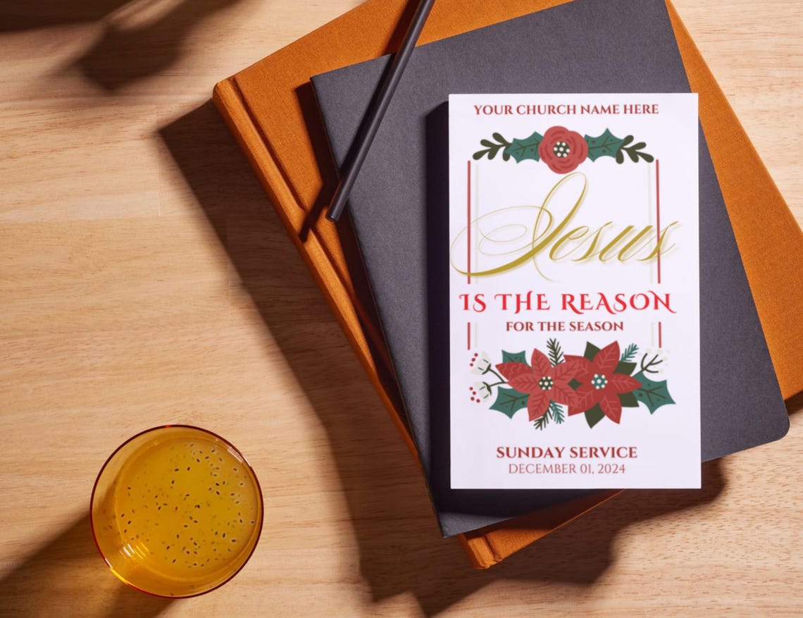 Church Christmas Service Program Canva Template Handout Brochure Front ...