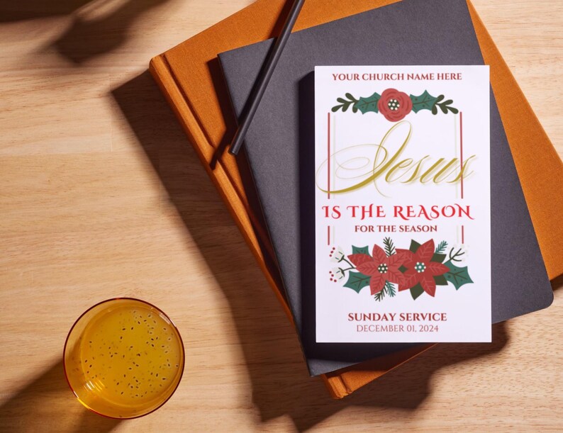 Church Christmas Service Program Canva Template Handout Brochure Front ...