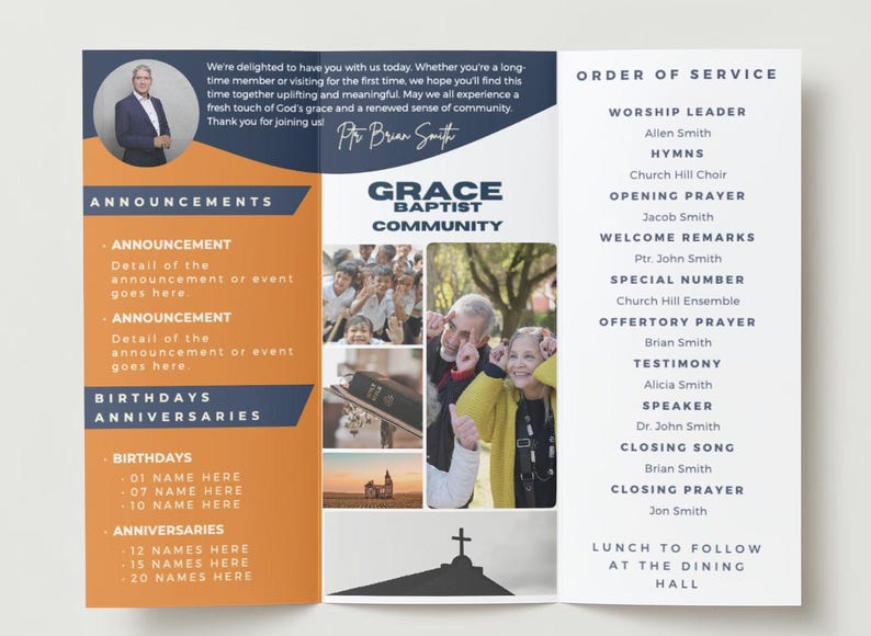 Church Weekly Service Program Template | Bulletin | Handout ...