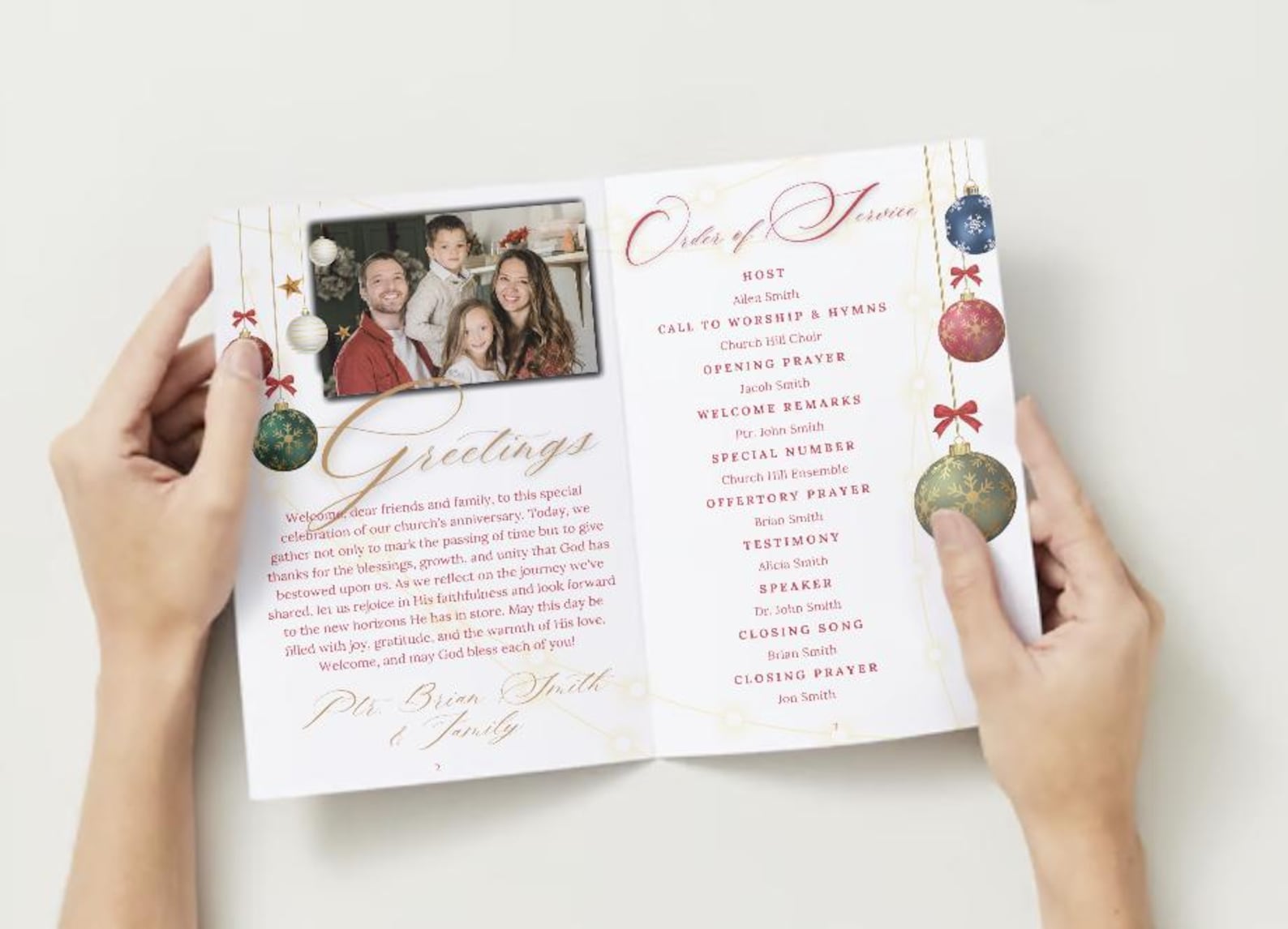 Christmas Service Program for Churches Event Bulletin Brochure Handout ...