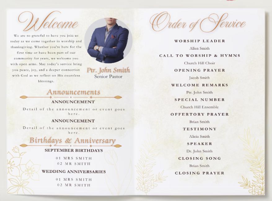 Church First Fruits Program Template: Thanksgiving Bulletin (US Letter ...