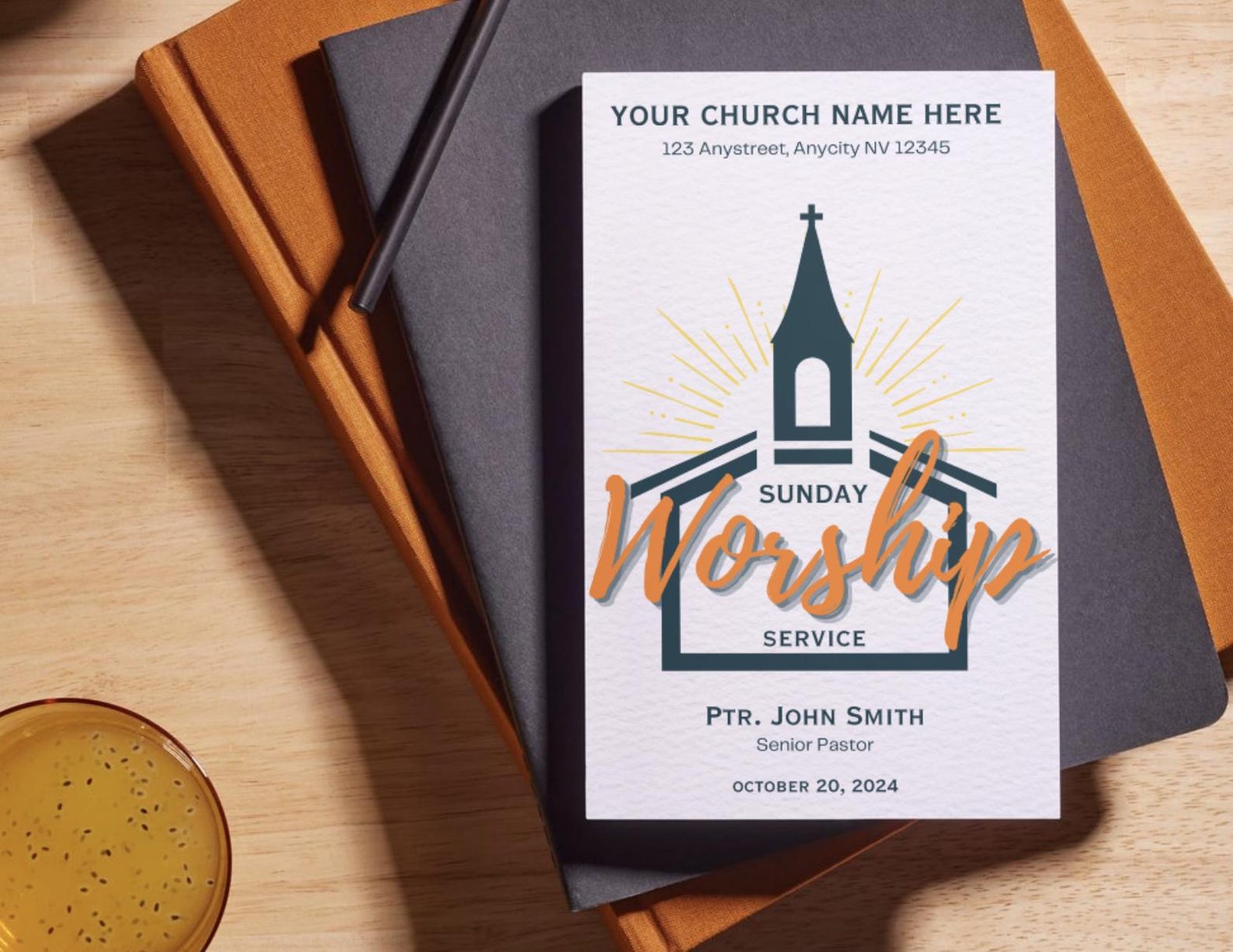 Church Worship Service Program Template: Editable Bulletin (US Letter ...