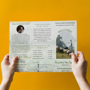 Trifold Church Sunday Worship Service Program Canva Editable Template ...