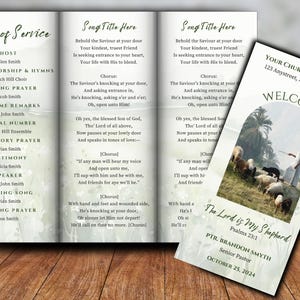 Trifold Church Sunday Worship Service Program | Canva Editable Template ...
