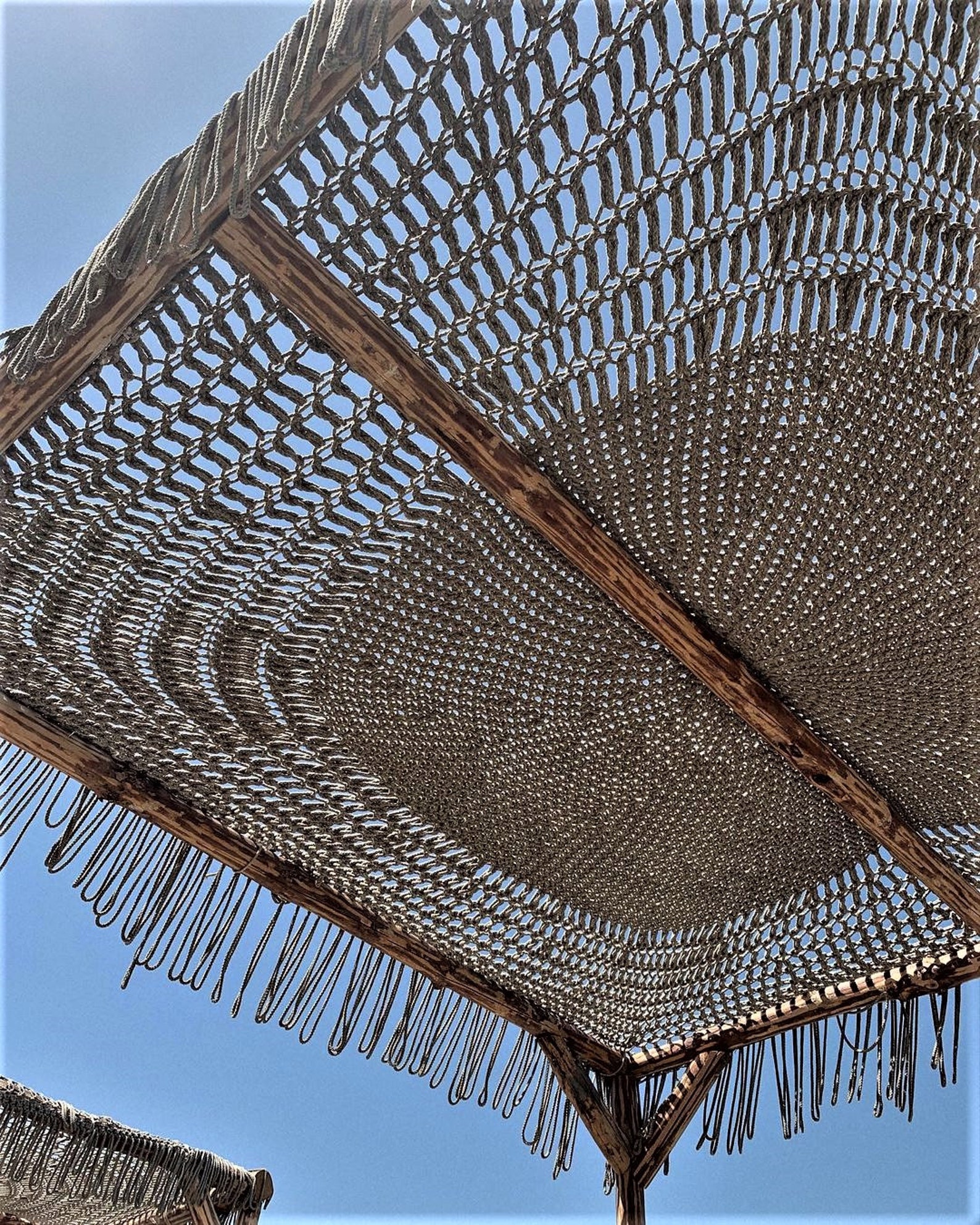 Handknitted Boho Style Macrame Cover With Fringe Shade Canopy for Patio ...